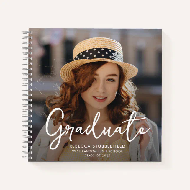 Modern Vertical Photo Graduation 2025 Guest Notebook | Zazzle