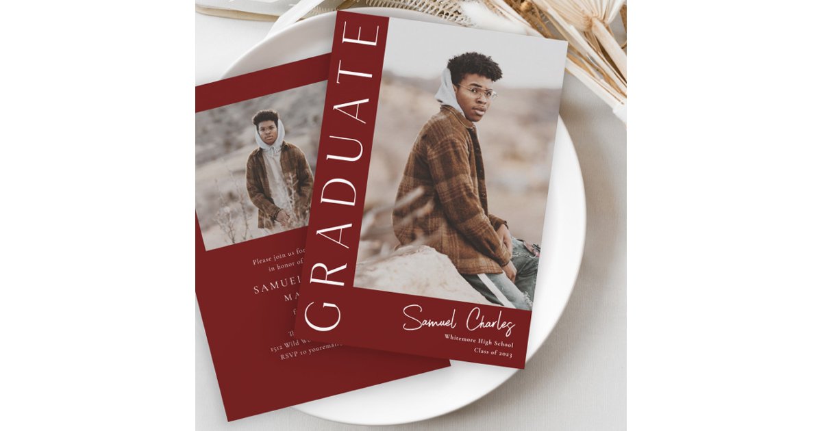 Modern Vertical Photo Graduation Invitation | Zazzle