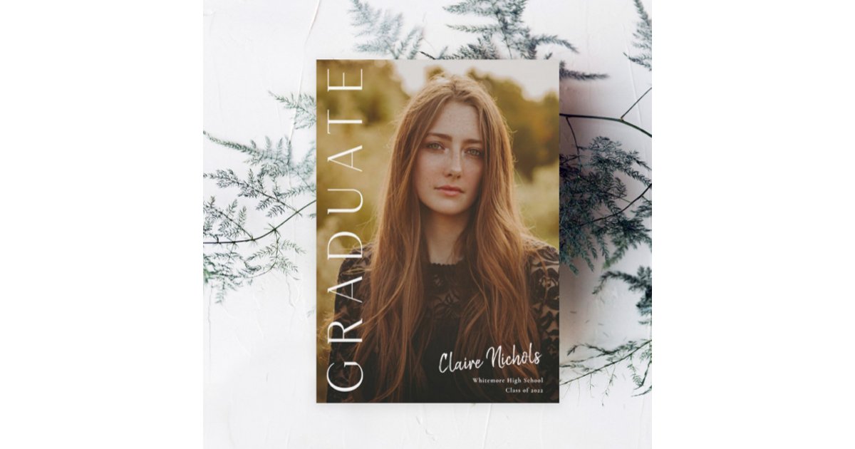 Modern Vertical Photo Graduation Invitation | Zazzle