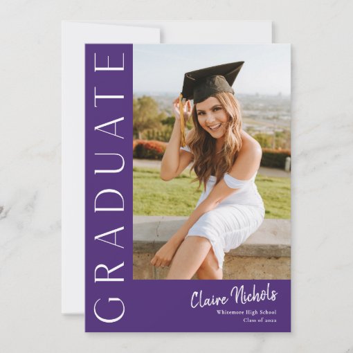 Modern Vertical Photo Graduation Invitation | Zazzle