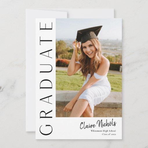 Modern Vertical Photo Graduation Invitation | Zazzle