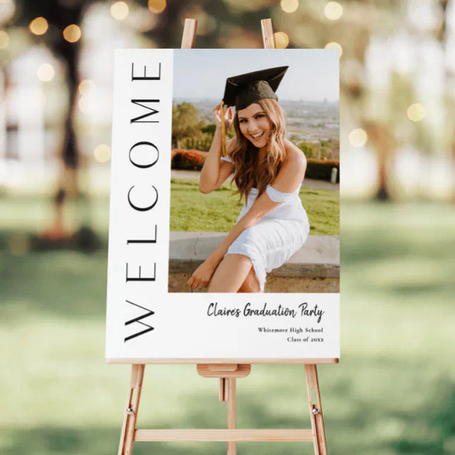 Modern Vertical Photo Graduation Party Welcome Foam Board | Zazzle