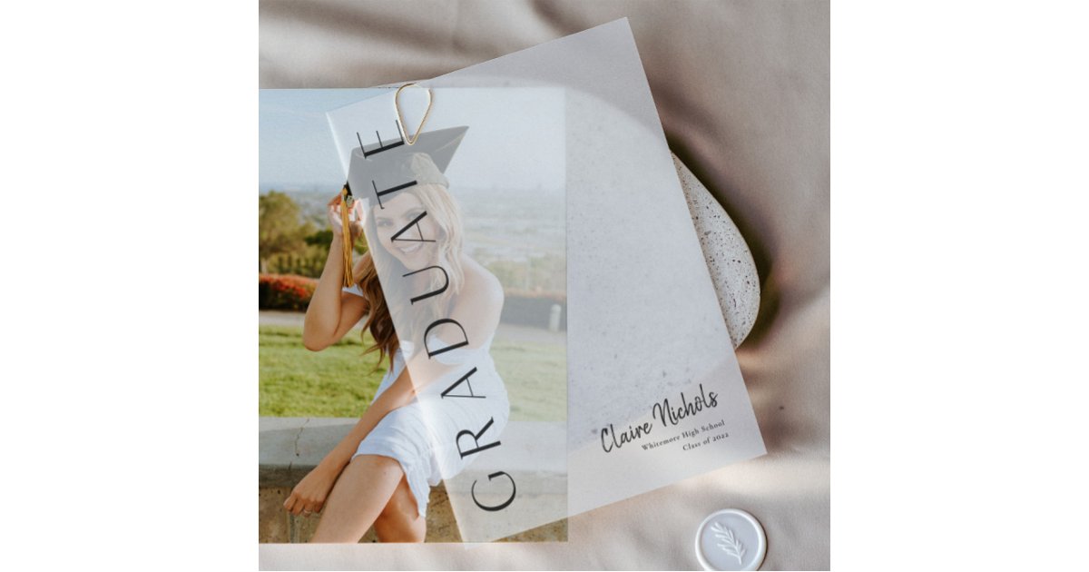 Modern Vertical Photo Graduation Vellum Invitations | Zazzle