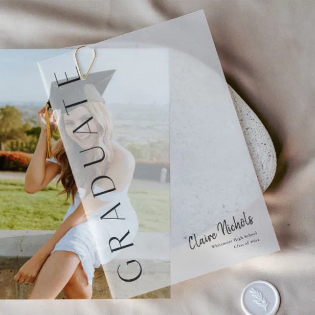 Modern Vertical Photo Graduation Vellum Invitations | Zazzle