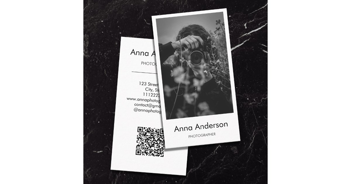 Modern Vertical Photography QR Code Photographer Business Card | Zazzle