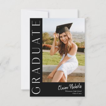 Modern Vertical Typography Photo Graduation Invitation | Zazzle
