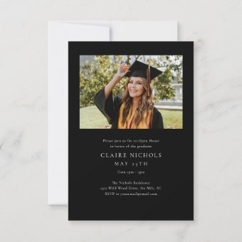 Modern Vertical Typography Photo Graduation Invitation | Zazzle