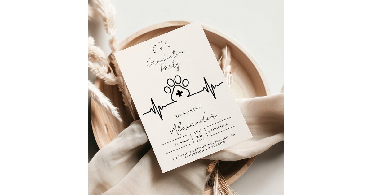 Modern Vet Med Graduation Party Invitation | Zazzle