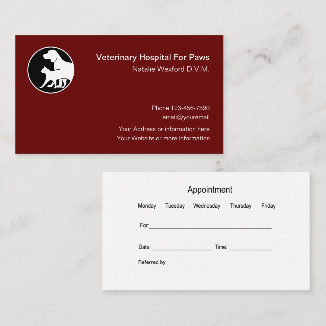 Modern Veterinarian Appointment Business Card | Zazzle