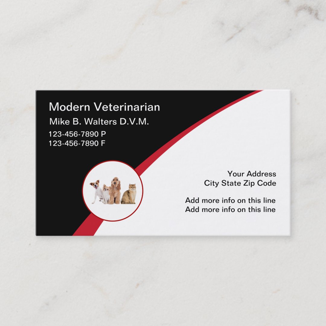 Modern Veterinarian Logo Emblem Business Cards | Zazzle