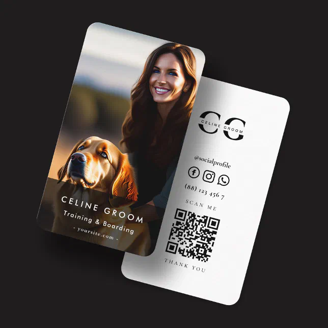 Modern Veterinary Pet Groom Care Veterinarian Qr Business Card | Zazzle