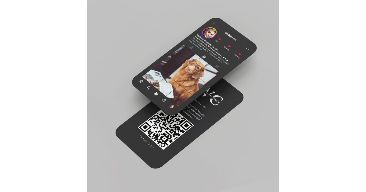 Modern Veterinary Veterinarian Monogram Instagram Business Card | Zazzle