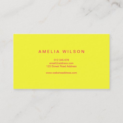 Modern Vibrant Pink and Yellow Hello Typography Business Card | Zazzle