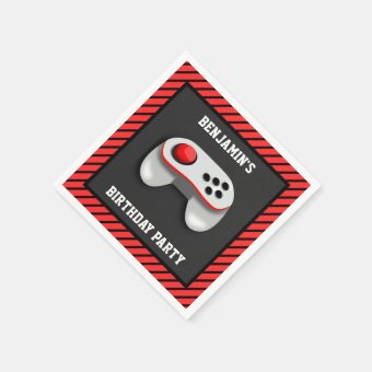 Modern Video Game Birthday Party Paper Napkins | Zazzle