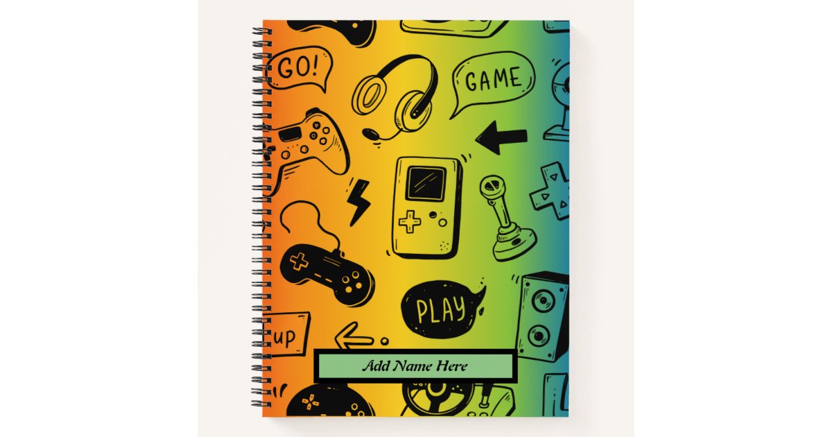 Modern Video Game Patten Colorful Notebook | Zazzle