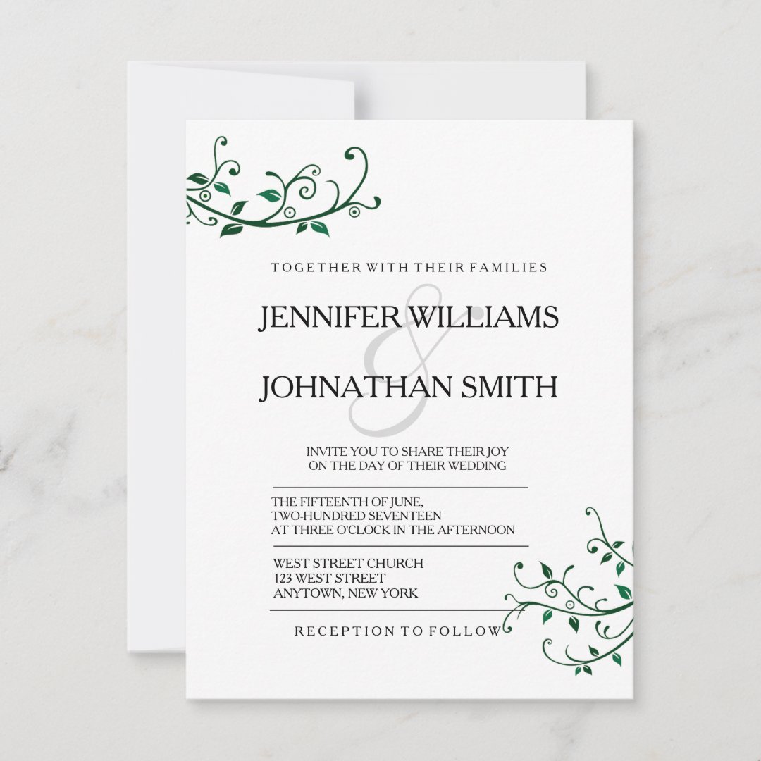 Modern Vines Wedding Invitations | Zazzle
