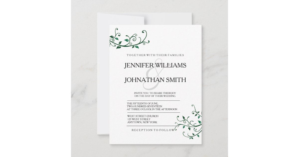 Modern Vines Wedding Invitations | Zazzle