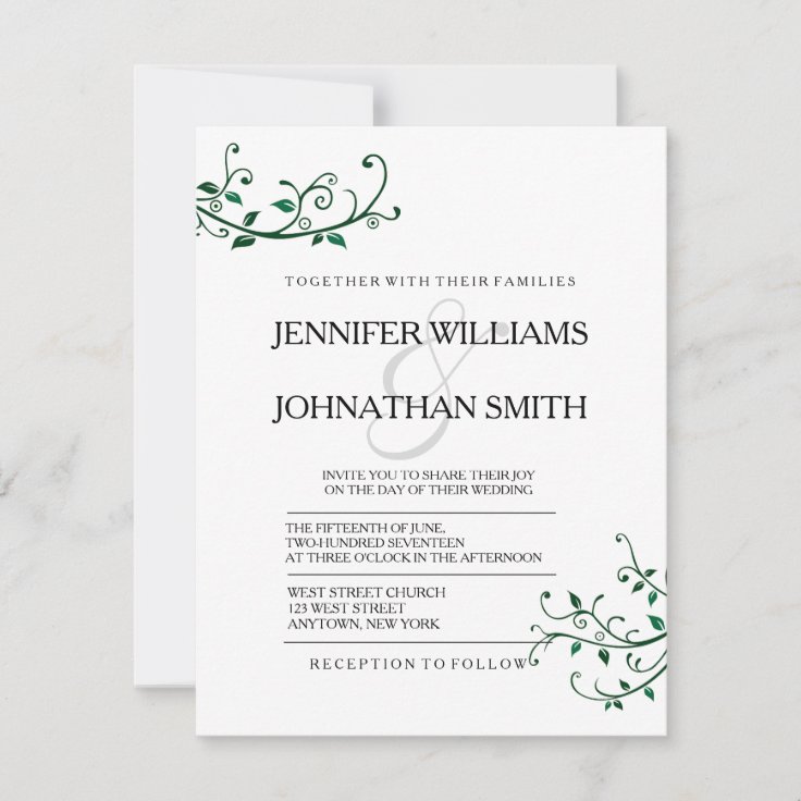 Modern Vines Wedding Invitations | Zazzle