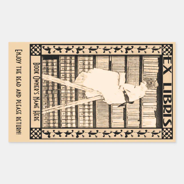 Modern Vintage Bookplate v1 Personalized | Zazzle