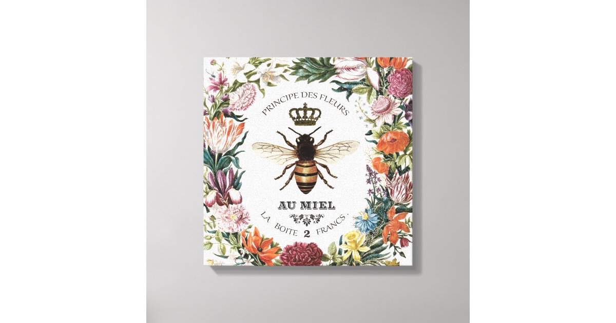 MODERN VINTAGE BOTANICAL QUEEN BEE CANVAS PRINT | Zazzle