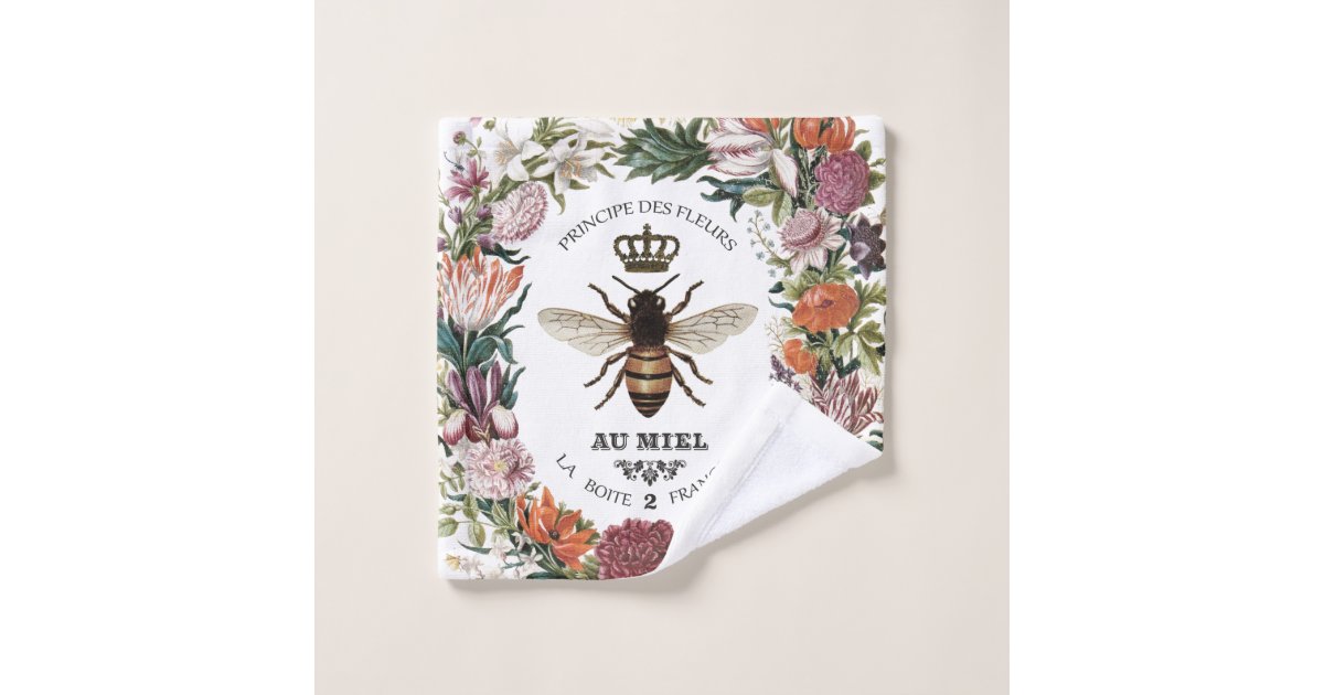 MODERN VINTAGE BOTANICAL QUEEN BEE WASH CLOTH | Zazzle
