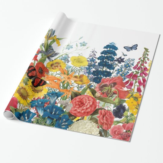 Modern Vintage Flowers Wrapping Paper
