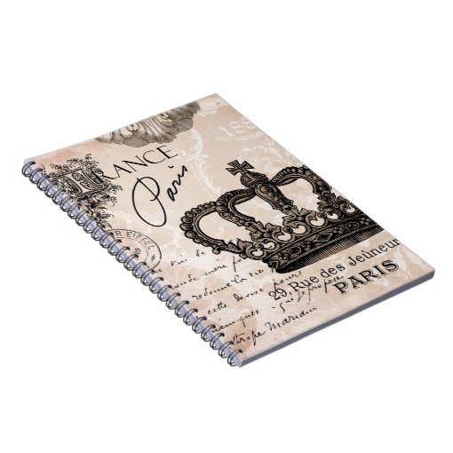 modern vintage french crown notebook | Zazzle