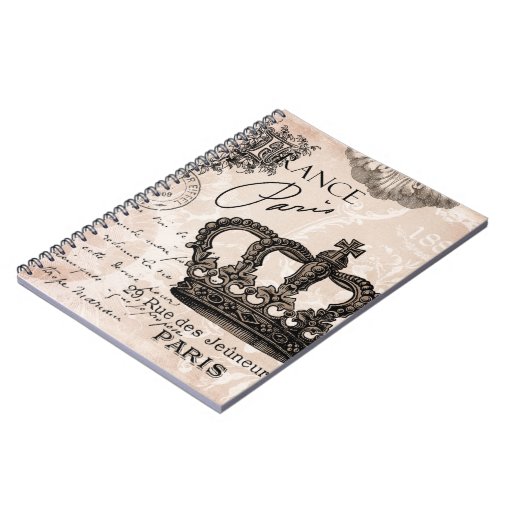 modern vintage french crown notebook | Zazzle