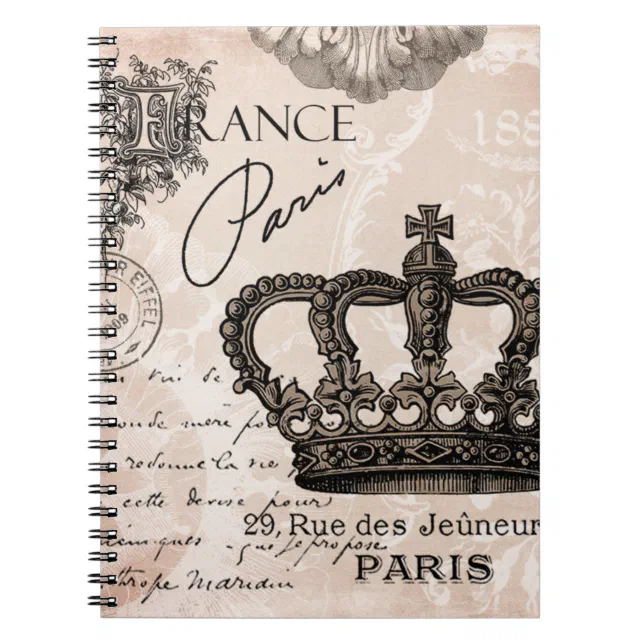 modern vintage french crown notebook | Zazzle