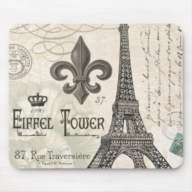 modern vintage french Eiffel Tower Mouse Pad | Zazzle