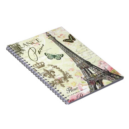 modern vintage french eiffel tower notebook | Zazzle