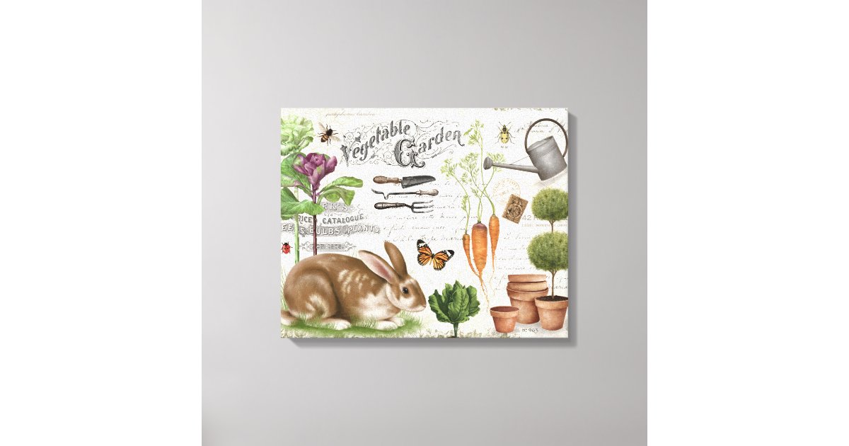 Modern Vintage French Garden Rabbit Canvas Print | Zazzle