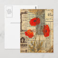 Modern Vintage French Poppy Flowers collage Postcard | Zazzle