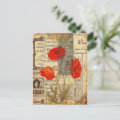 Modern Vintage French Poppy Flowers collage Postcard | Zazzle