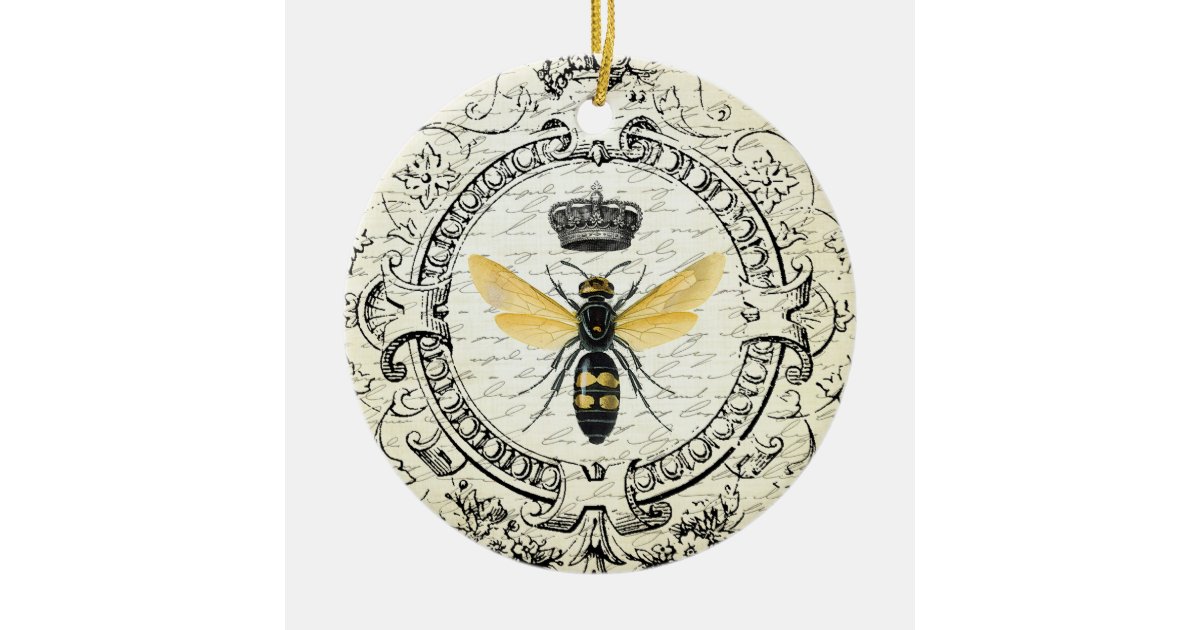 Modern vintage french queen bee ceramic ornament | Zazzle