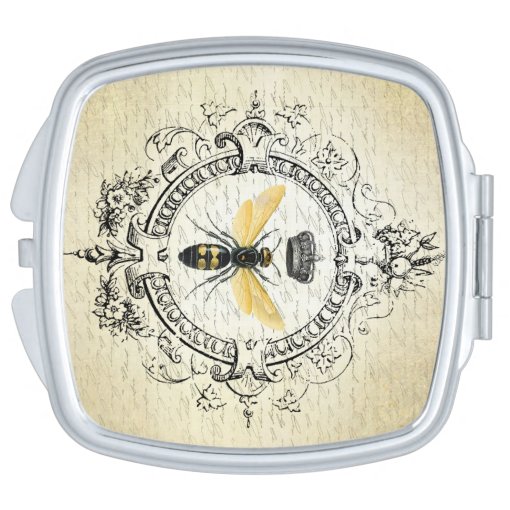 modern vintage french queen bee compact mirror | Zazzle
