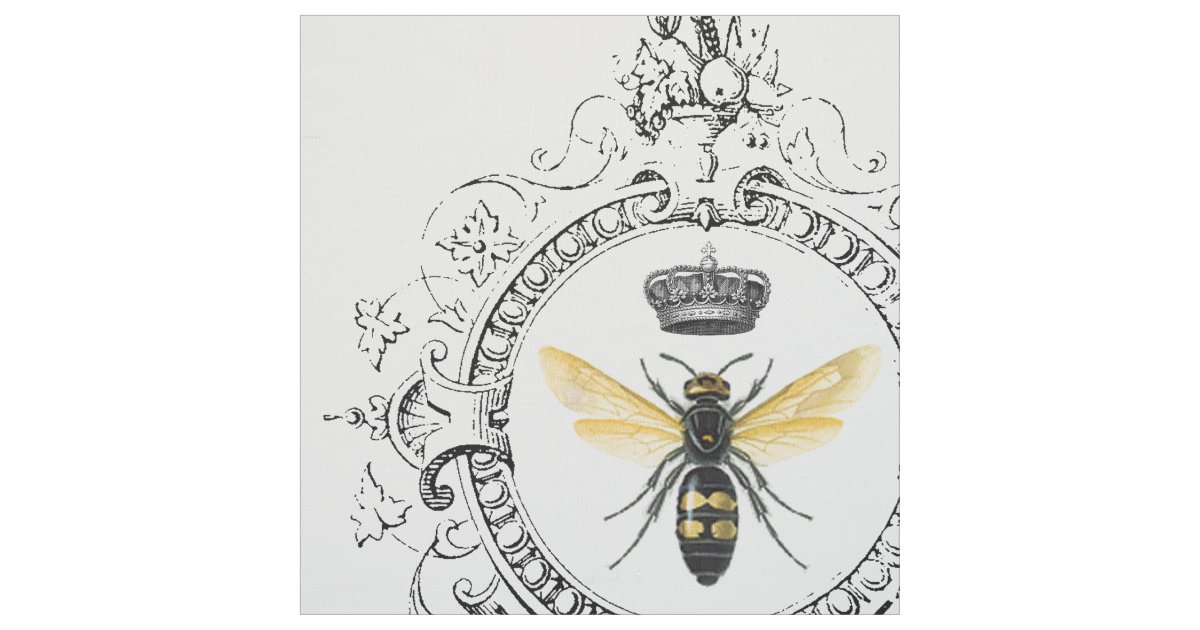 MODERN VINTAGE french queen bee Fabric | Zazzle