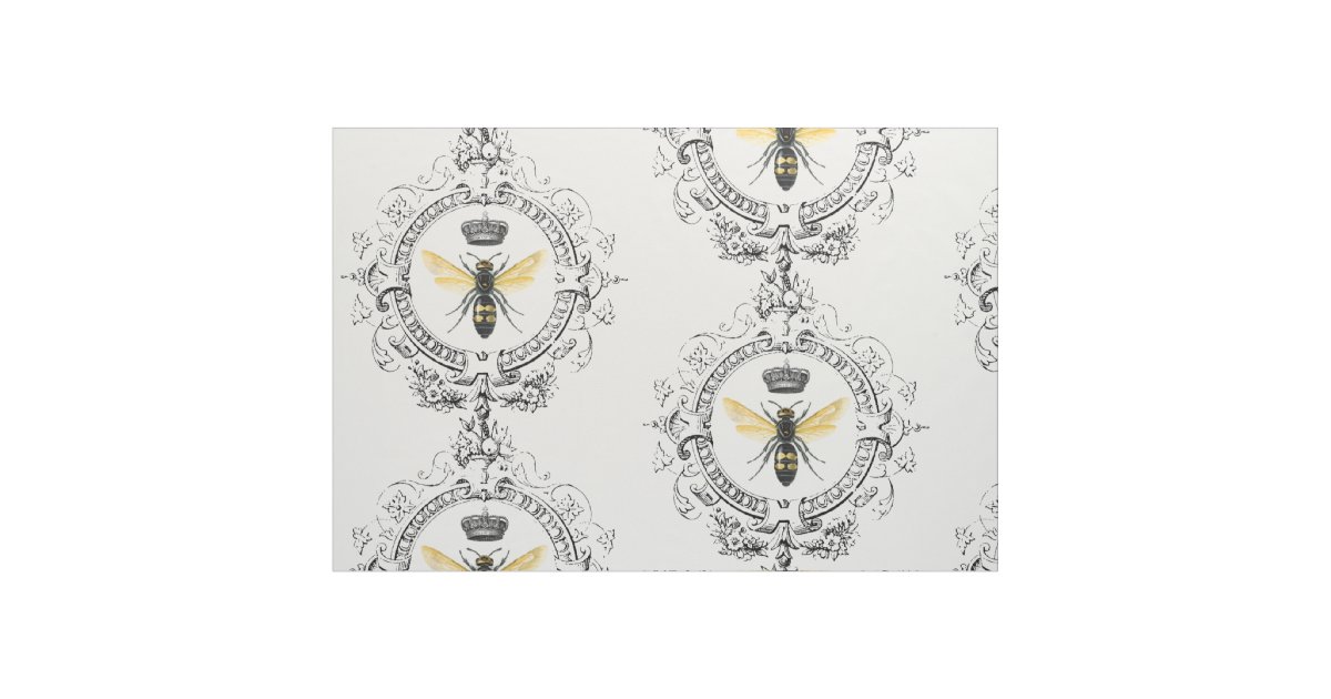 MODERN VINTAGE french queen bee Fabric | Zazzle