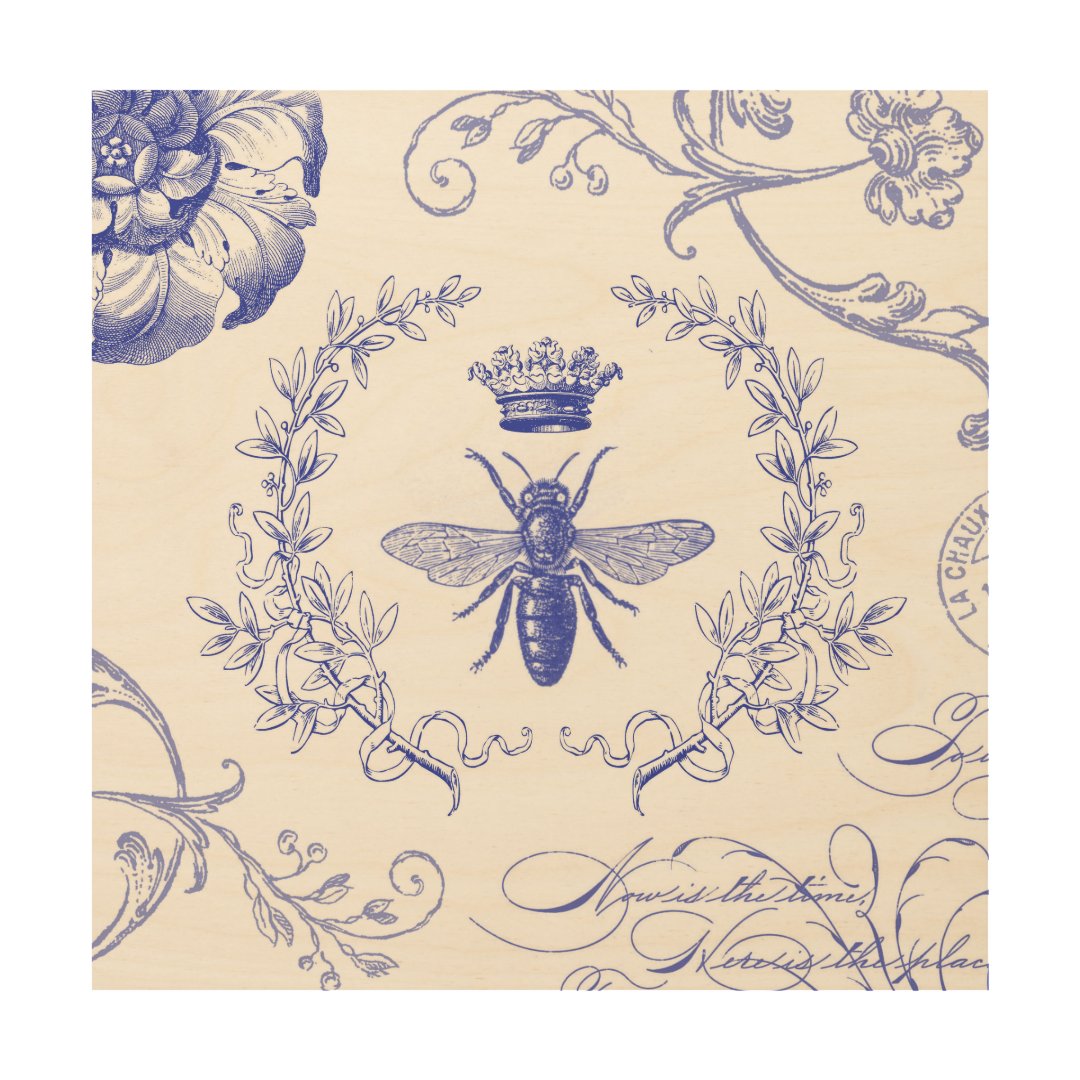 modern vintage french queen bee wood wall decor | Zazzle