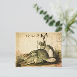 Modern Vintage French rabbits collage Postcard | Zazzle