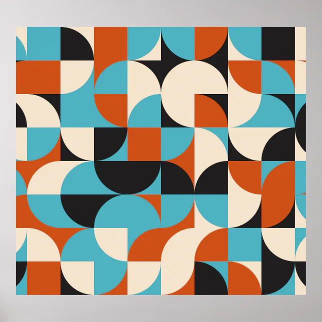 Modern Vintage: Geometric Retro Shapes. Poster | Zazzle