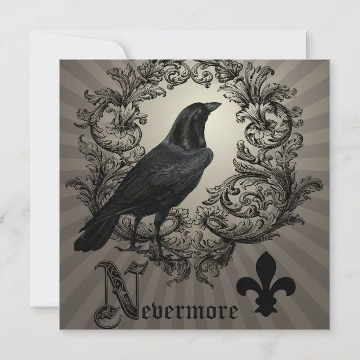 modern vintage halloween crow card | Zazzle
