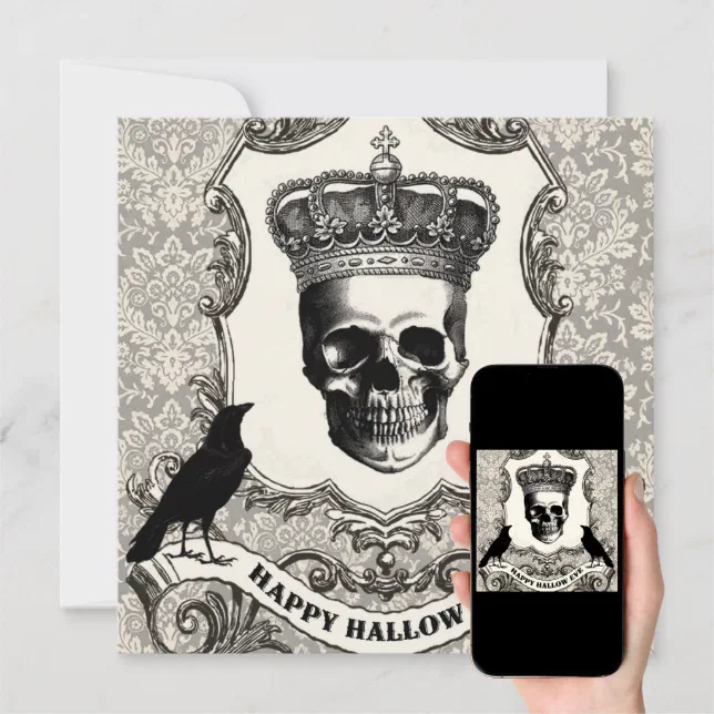 Modern Vintage Halloween skull Card | Zazzle