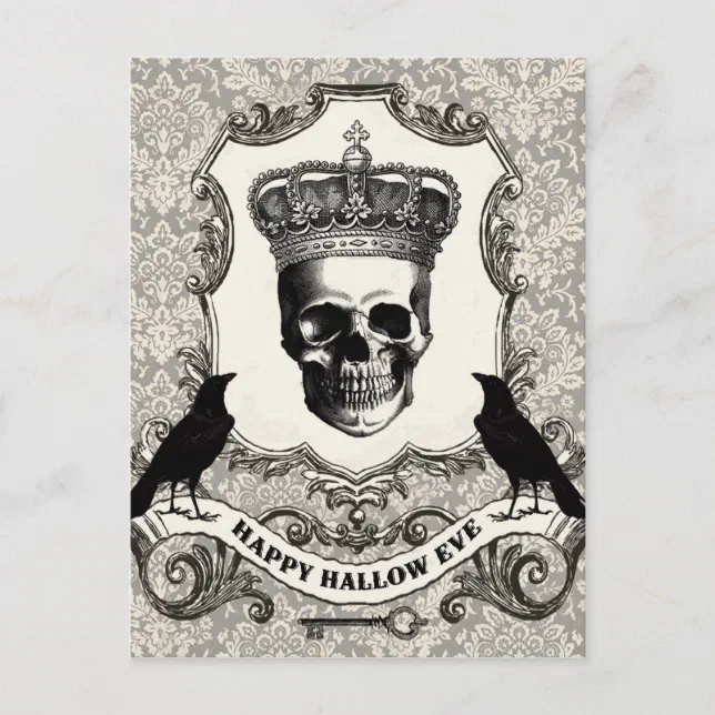 Modern Vintage Halloween skull Postcard | Zazzle