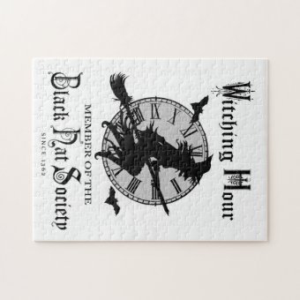 Modern Vintage Halloween witch Jigsaw Puzzle | Zazzle
