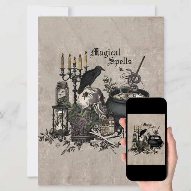 Modern vintage Halloween WITCHES BREW Card | Zazzle