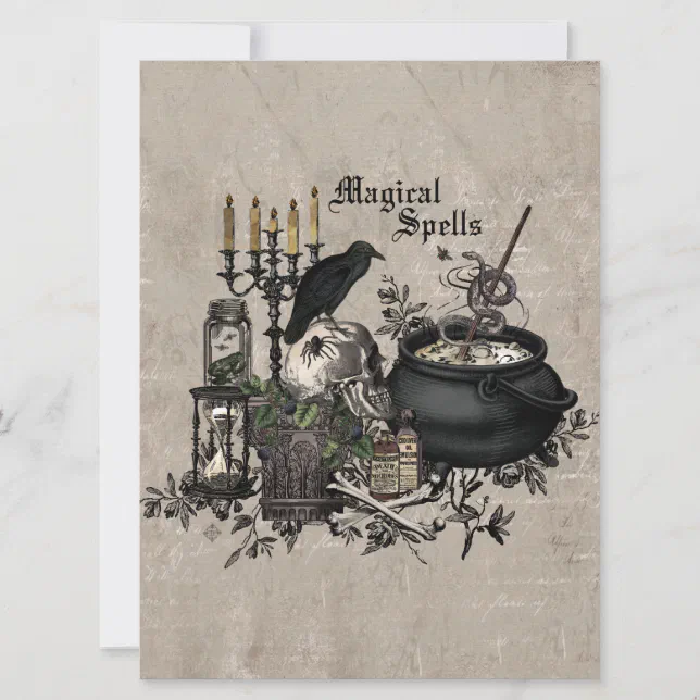 Modern vintage Halloween WITCHES BREW Card | Zazzle