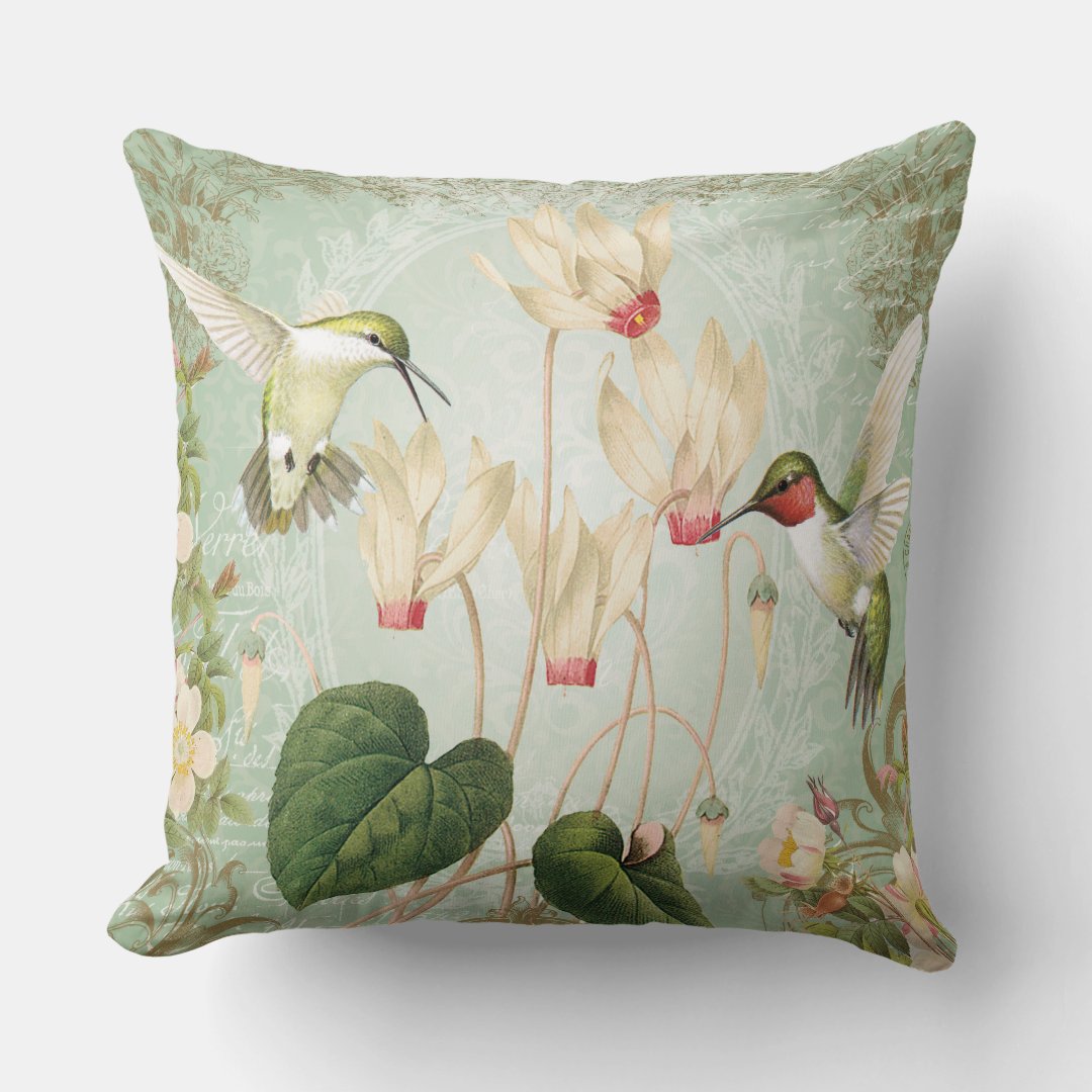 Modern Vintage Hummingbird pillow | Zazzle