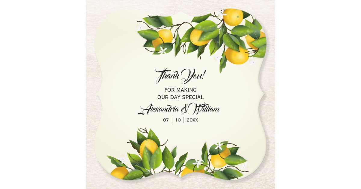 Modern Vintage Lemon Fruit | Wedding Paper Coaster | Zazzle