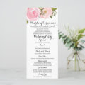 Modern Vintage Pink Floral Wedding Program Card | Zazzle